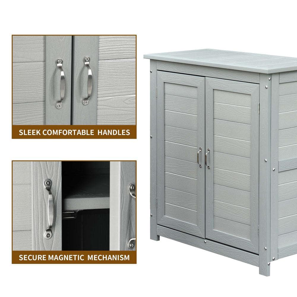 DEXTRUS 32 in. W x 17 in. D x 35.4 in. H Gray Plastic Wood Outdoor ...