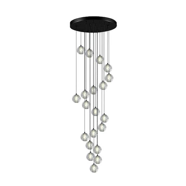 PUYRNF 20 lights Dimmable Crystal Bubble Globe Clusters Black ...