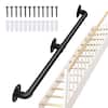 SEEUTEK 79 in. H x 31 in. W x 6.6 ft. Black Pipe Stair Handrail for ...