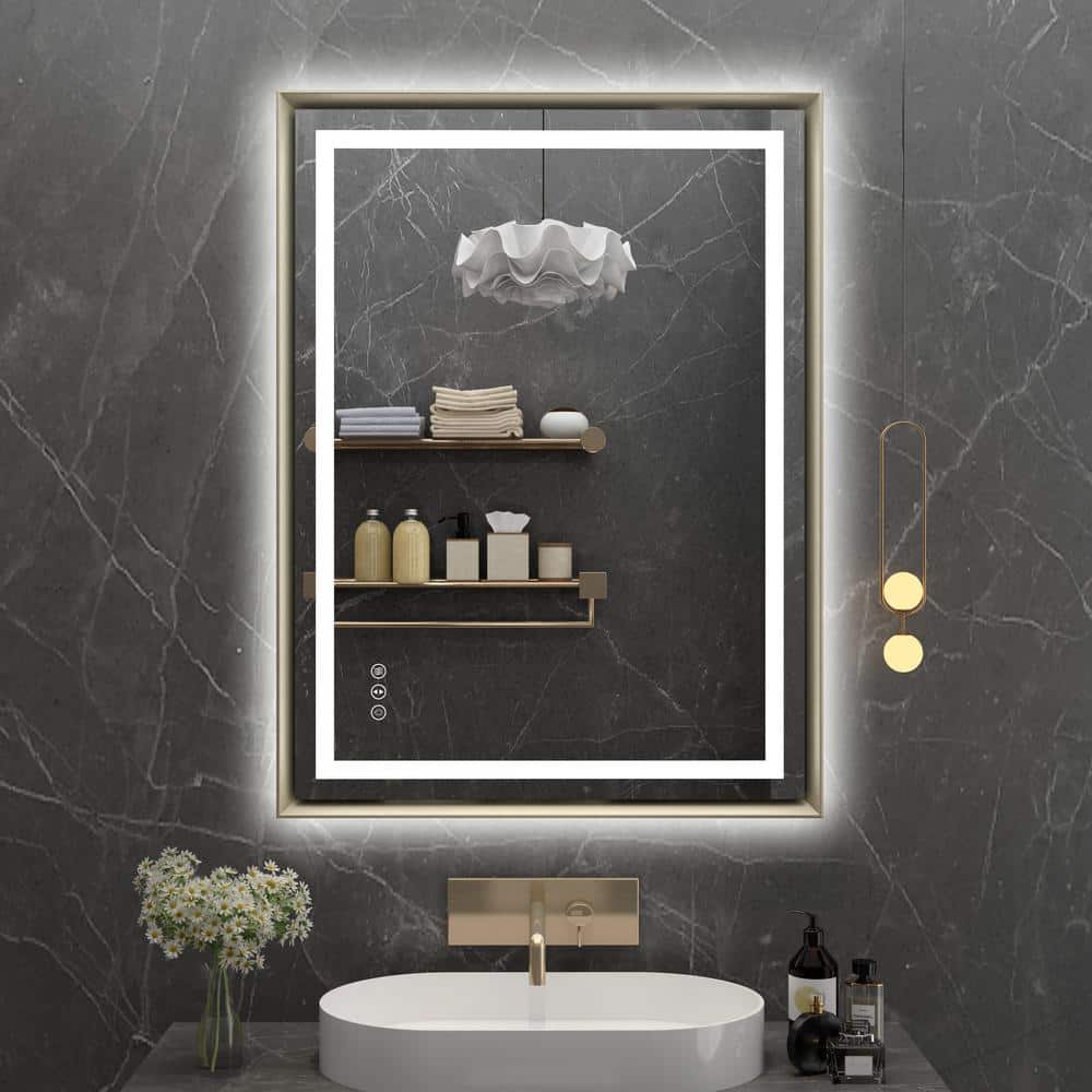 QuivaraView 28 in. W x 36 in. H Rectangular Aluminum slope Framed LED ...