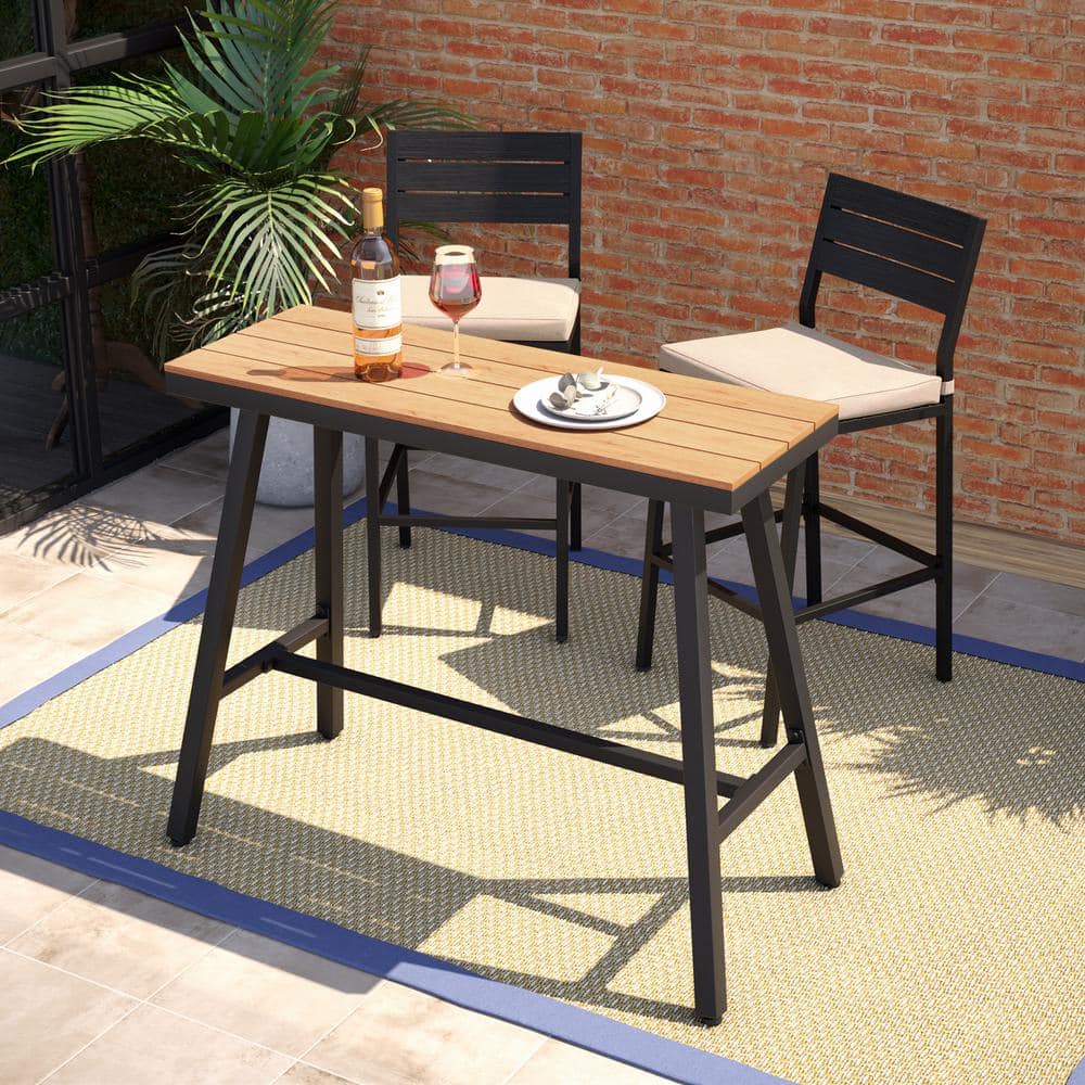 Pellebant 43 in. Metal Outdoor Terrace Trapezoid Bar Height Dining ...