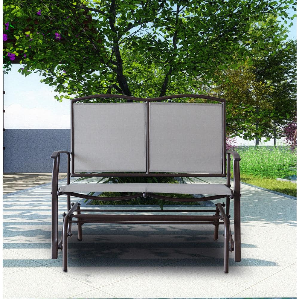 BELLINI HOME AND GARDENS Devani 2-Person Brown Metal Outdoor Loveseat ...