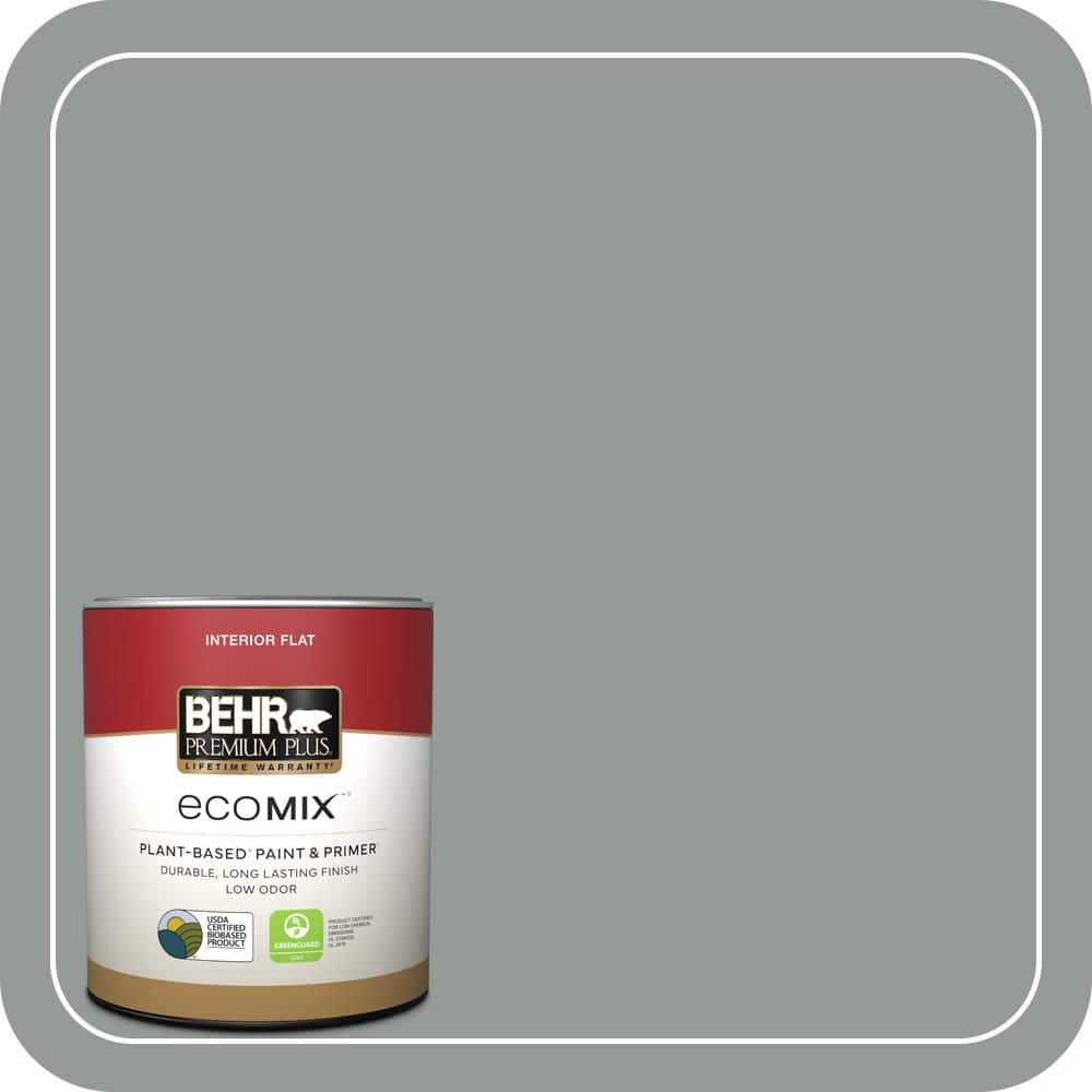 BEHR PREMIUM PLUS 1 qt. #BXC-66 Dusk Blue Flat EcoMix Plant-Based ...