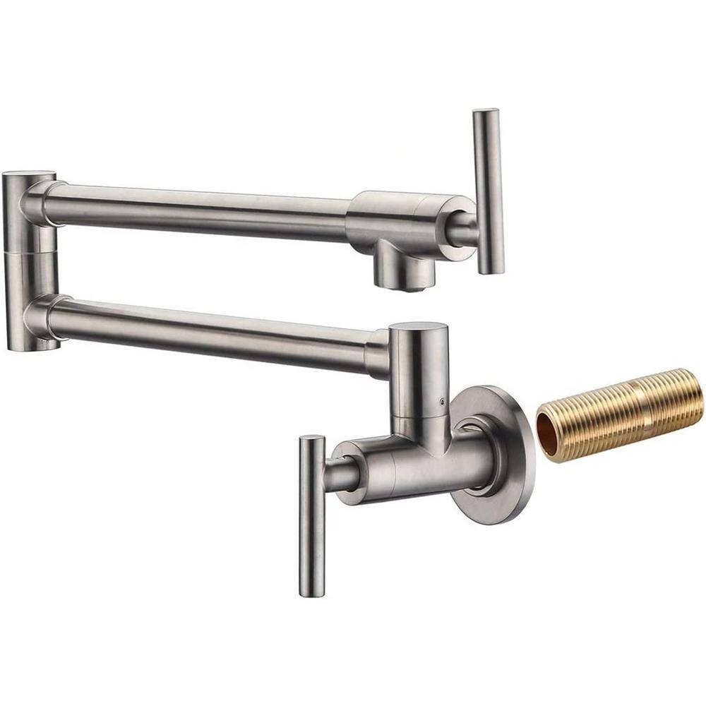 Fapully 2.2 GPM Double Handle Wall Mounted Pot Filler Kitchen Faucet ...