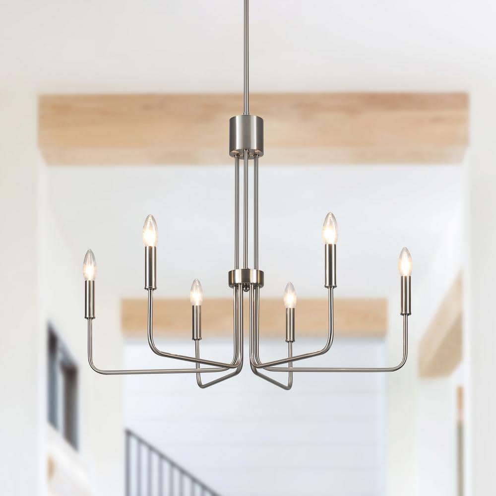 Reviews for ZJVAIVE 6-Light Nickel Traditional Hanging Adjustable ...