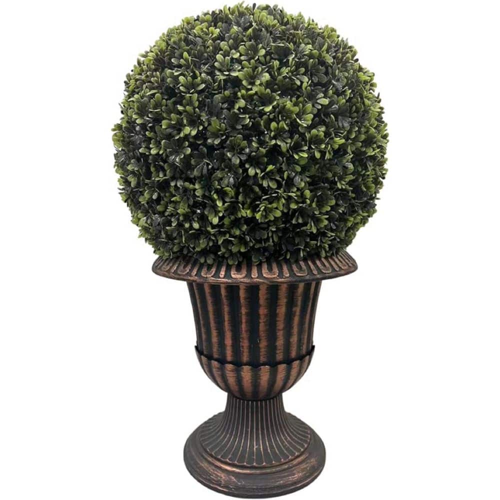 Seafuloy EverGreen 2ft, Artificial Boxwood Tree in Spherical Bronze ...