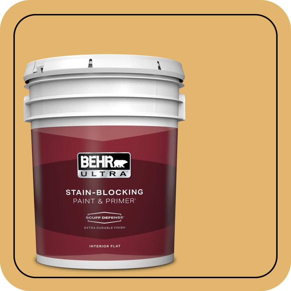 BEHR ULTRA 5 gal. #M290-5 English Custard Extra Durable Flat Interior ...