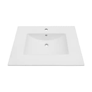 Miscool Anky 24 in. W Drop-in Bathroom Sink in White Ceramic ...