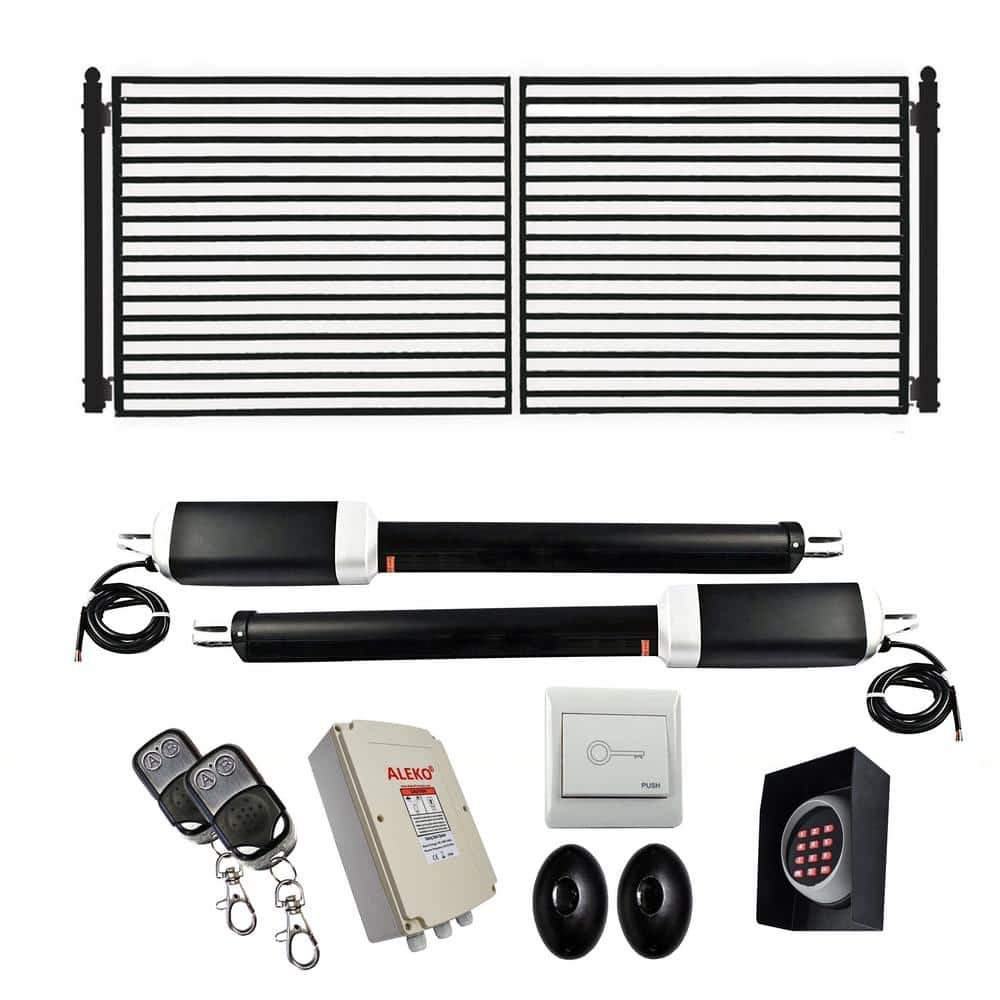 ALEKO 16 ft. x 6 ft. Automated Steel Milan Dual Swing Black Steel ...