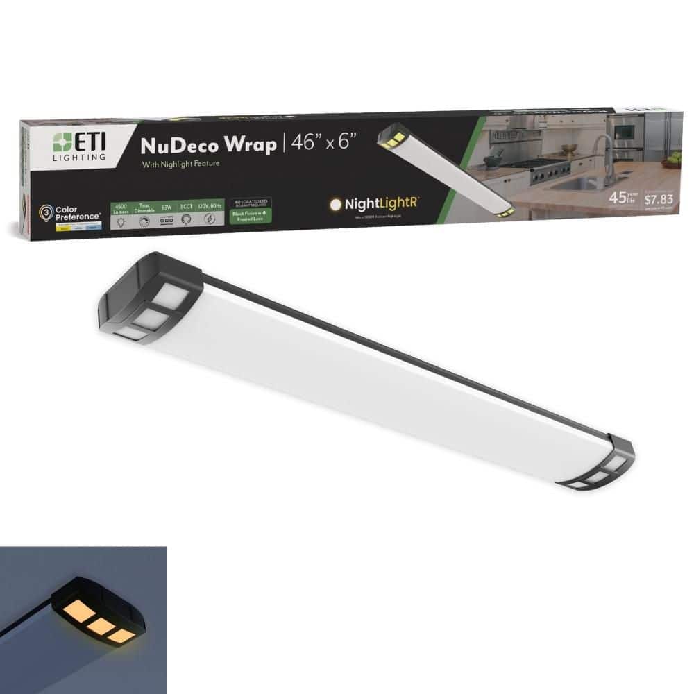ETI LIGHTING NUDECO 4 ft. x 6 in. Black Deco LED Wrap Light Fixture ...