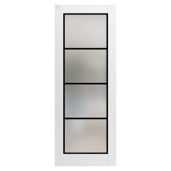 Sartodoors 32 in. x 34 in. Solid Wood Frosted glass White Interior Door ...