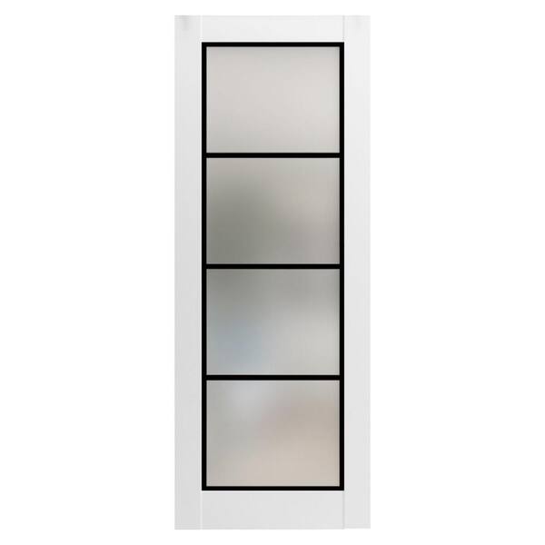 Sartodoors 42 in. x 44 in. Solid Wood Frosted glass White Interior Door ...