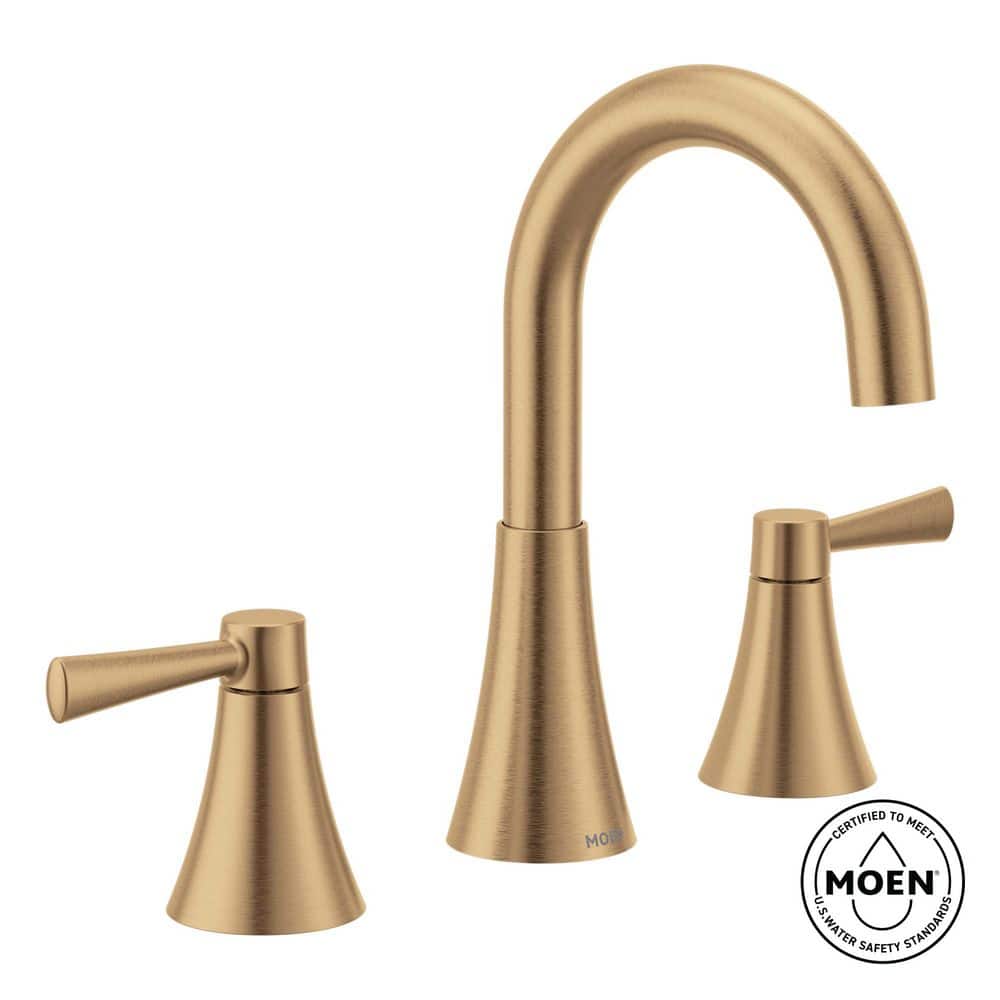 MOEN Ronan 8 in. Widespread 2-Handle Curved Bathroom Faucet in Bronzed ...