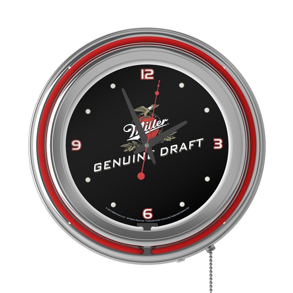 Trademark Global 14 in. Miller Genuine Draft Neon Wall Clock MGD1400 ...