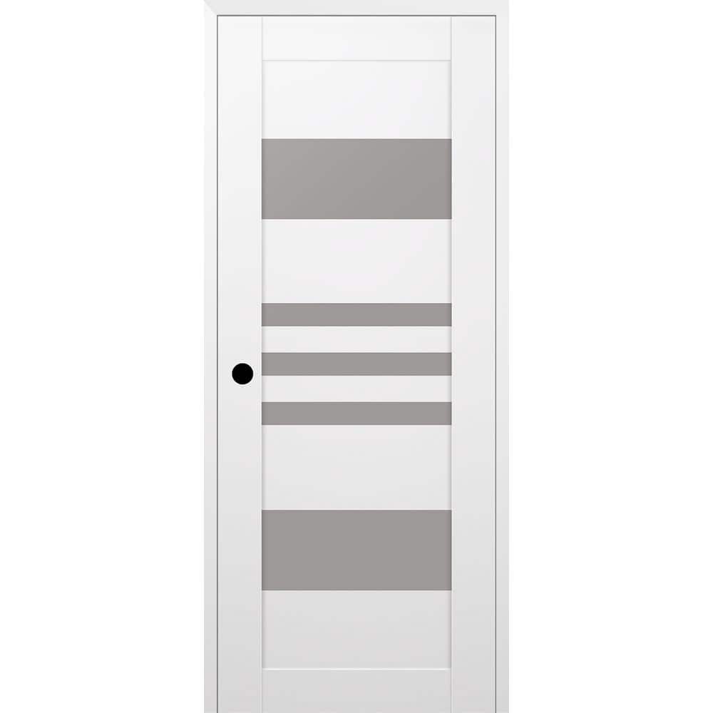Belldinni Leti 36 in. x 84 in. Right Hand 5-Lite Frosted Glass Snow ...