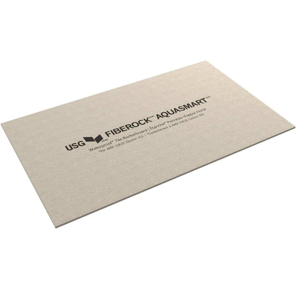 USG Fiberock Brand 0.42 in. x 3 ft. x 5 ft. AquaSmart Tile Backerboard ...