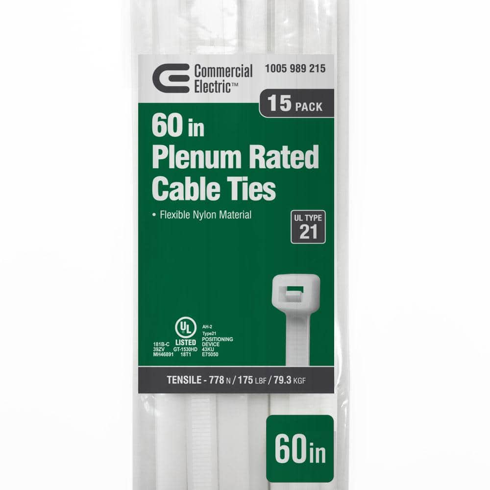 Commercial Electric 60 in. Natural Heavy-Duty Cable Tie (15-Pack) GT ...