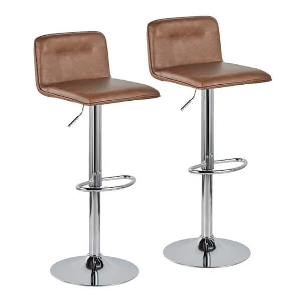 LumiSource Casper 41.25" H Espresso Faux Leather & Chrome Metal ...