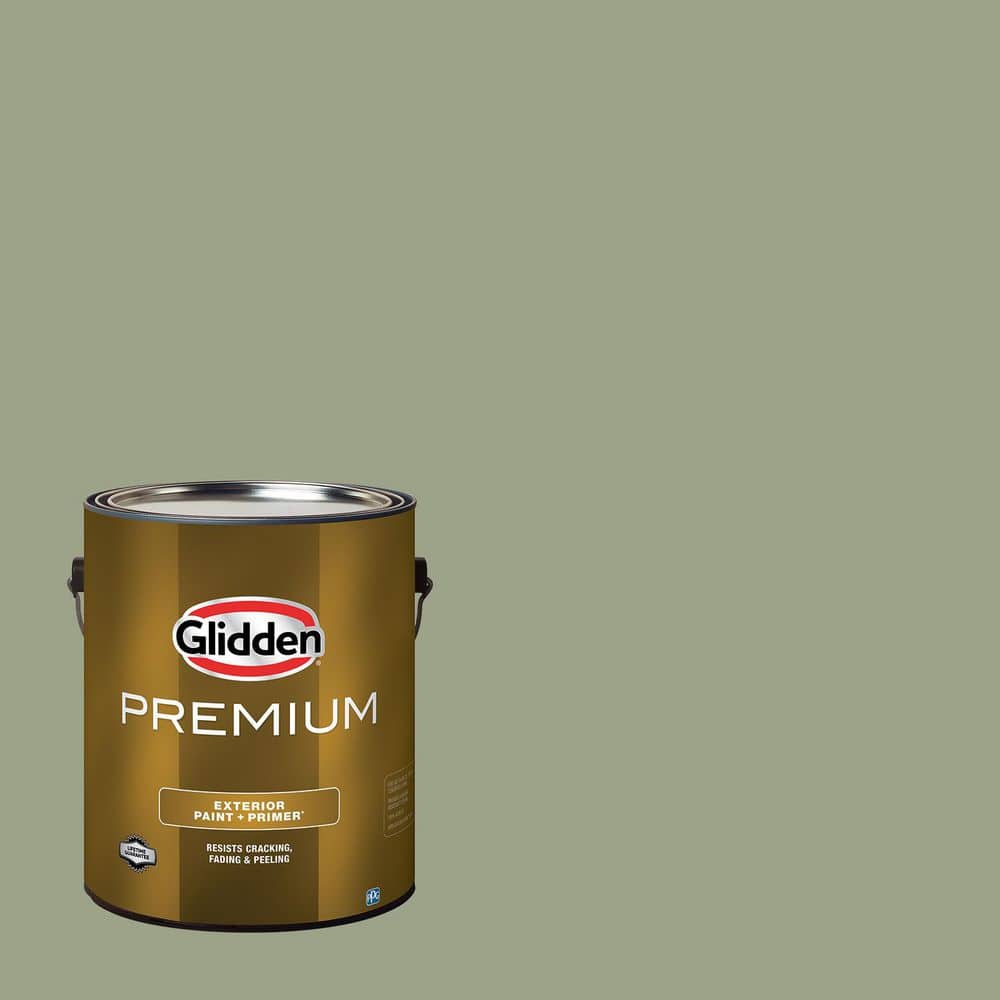 Glidden Premium 1 gal. PPG1030-4 Edamame Satin Exterior Latex Paint ...