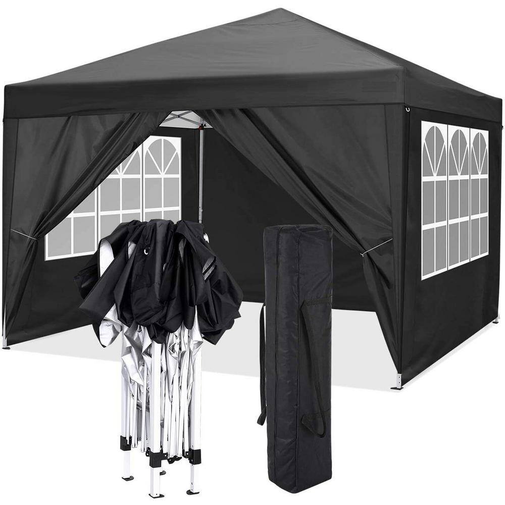 Tatayosi 10 ft. x 10 ft. Black Pop Up Canopy Outdoor Portable Party ...