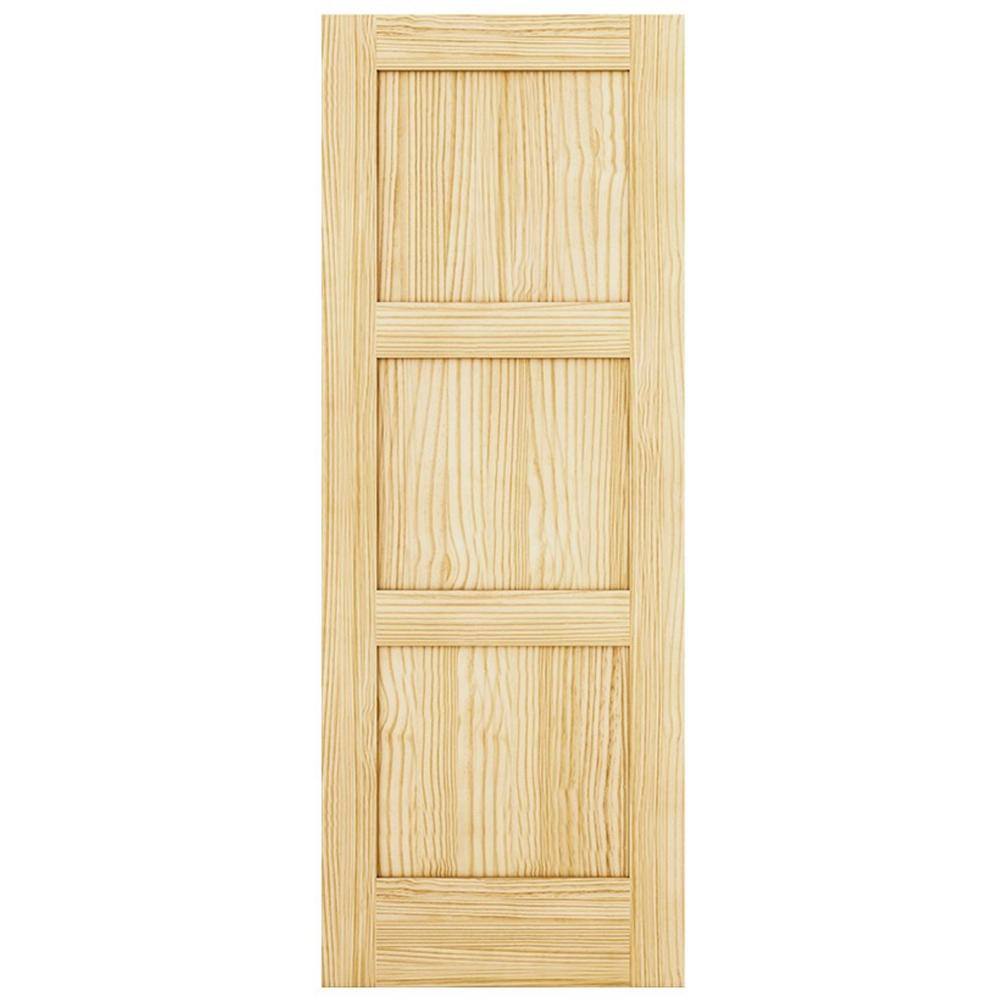 HOMESTEAD 36 in. x 79.92 in. 3-Panel Shaker Unfinished Wood Vertical ...