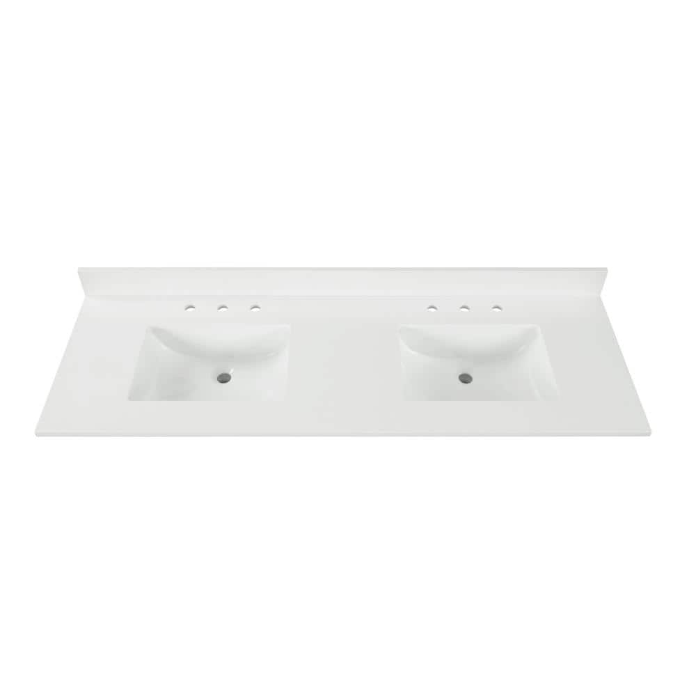Home Decorators Collection 73 in. W x 22 in D Quartz White Rectangular ...