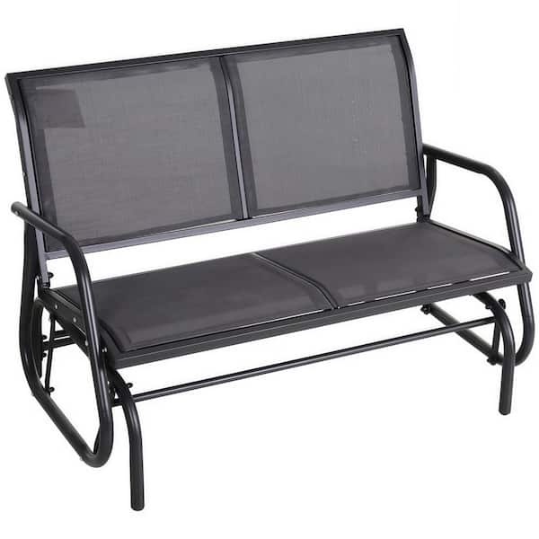 Dracelo Metal Frame 2-Person Outdoor Glider Bench, Patio Double Swing ...