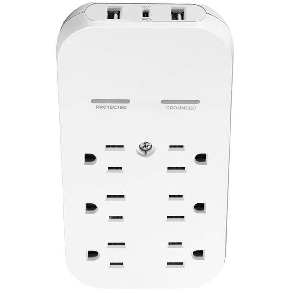 Yichuhaoxi 6-Outlet Extender 2 USB-A, 1 USB-C Ports Surge Protector ...