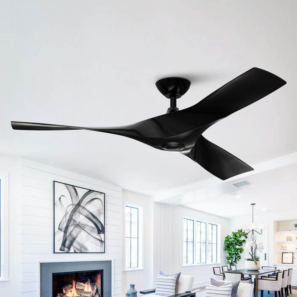 matrix decor 52 in. Indoor Black Ceiling Fan with Light, Remote, and DC ...