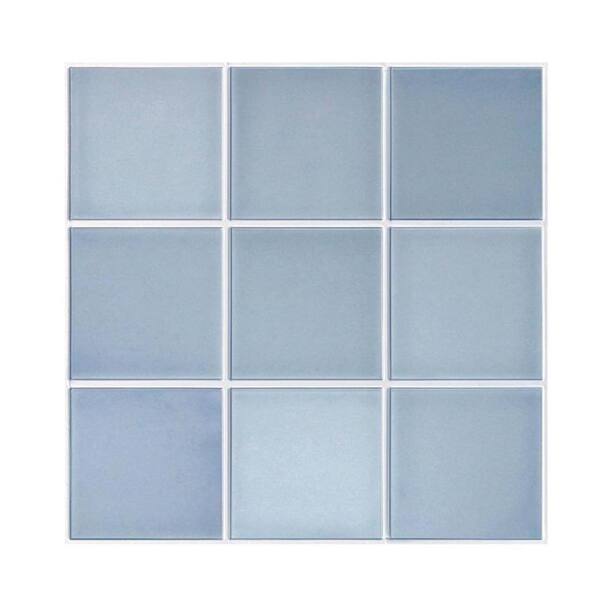Blue 12 in. x 12 in. Vinyl Peel and Stick Backsplash 10-Pack Z0CMZM63K8 ...
