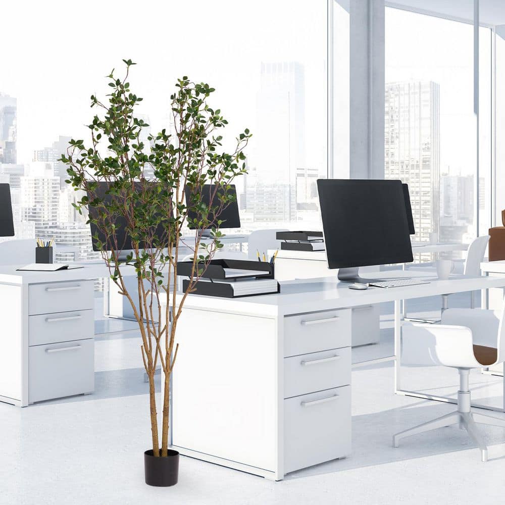 63 in. Artificial Green Indoor/Outdoor Graceful Evergreen Faux Plant ...