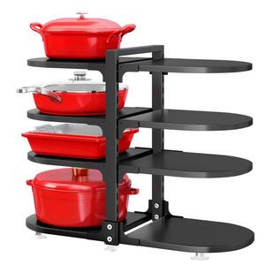 Numhew 8-Tier 21 in. H Black Adjustable Standing Pot Rack, Heavy Duty ...