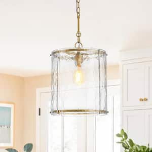 Y'INSP 12.6 in. 1-Light Modern Farmhouse Gold Adjustable Chain Pendant ...