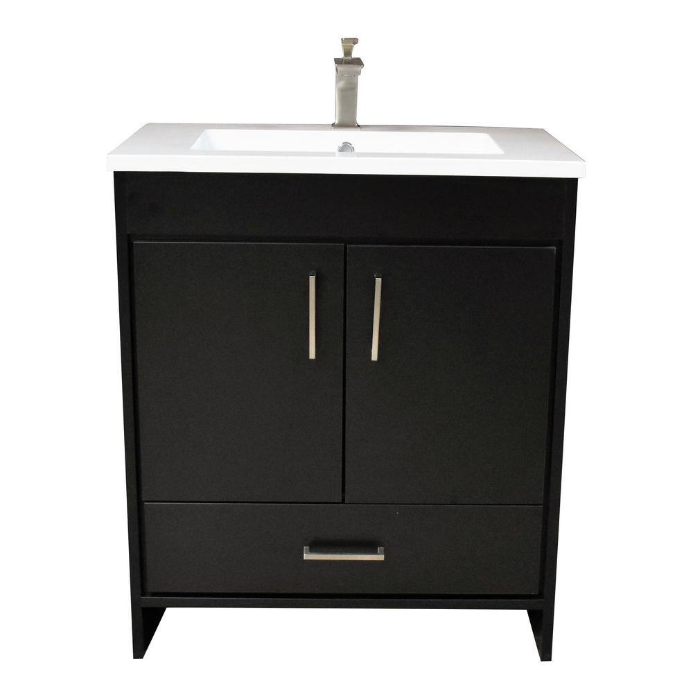 VOLPA USA AMERICAN CRAFTED VANITIES Rio 30 in. W x 19 in. D Bath Vanity in Black with Acrylic ...