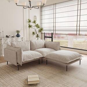 Magic Home 75 in. Square Arm Oversized 2-Piece Corduroy Deep Seat ...