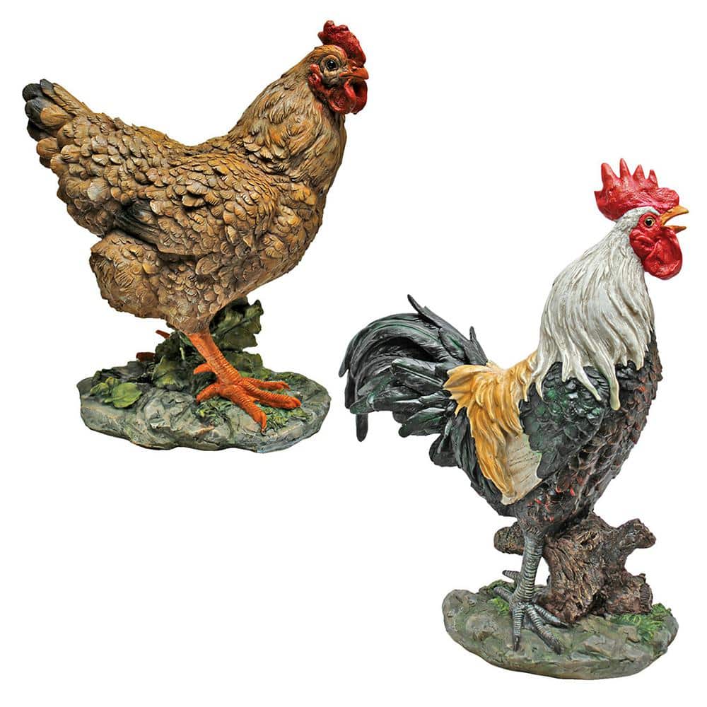 Design Toscano Henrietta the Hen and Cock A Doodle Do Rooster Statue ...