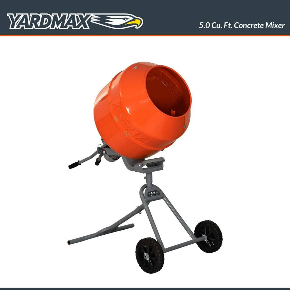 YARDMAX 5.0 cu ft 3/4 HP Concrete Mixer YM0146 - The Home Depot