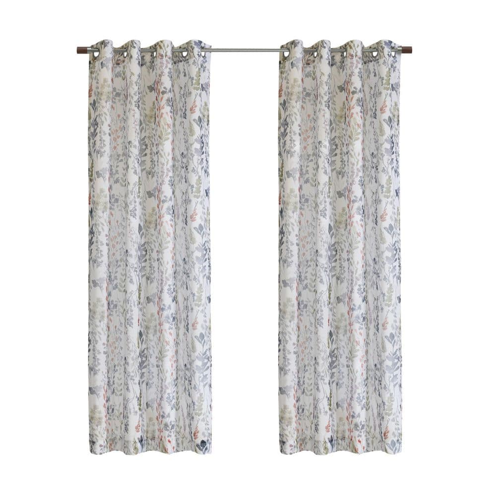 Habitat Audrey Multi Polyester Faux Linen 52 in. W x 95 in. L Grommet ...