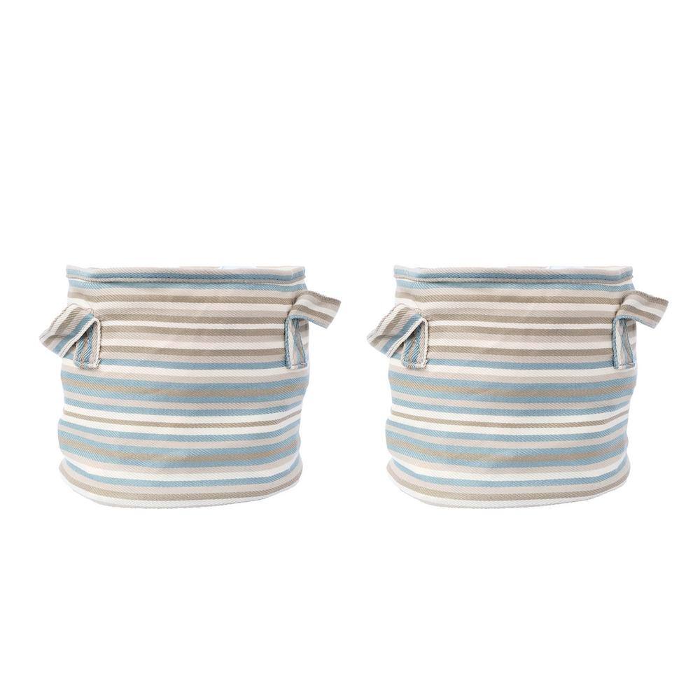 MPG Boho 7.5 in. Dia Grey Multi-Color Fabric Planter with Liner (2-Pack ...