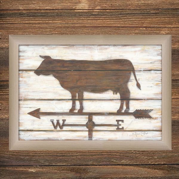Dracelo Framed 15 in. x 21 in. "Farmhouse Cow", Printed Wall Art, Ready ...
