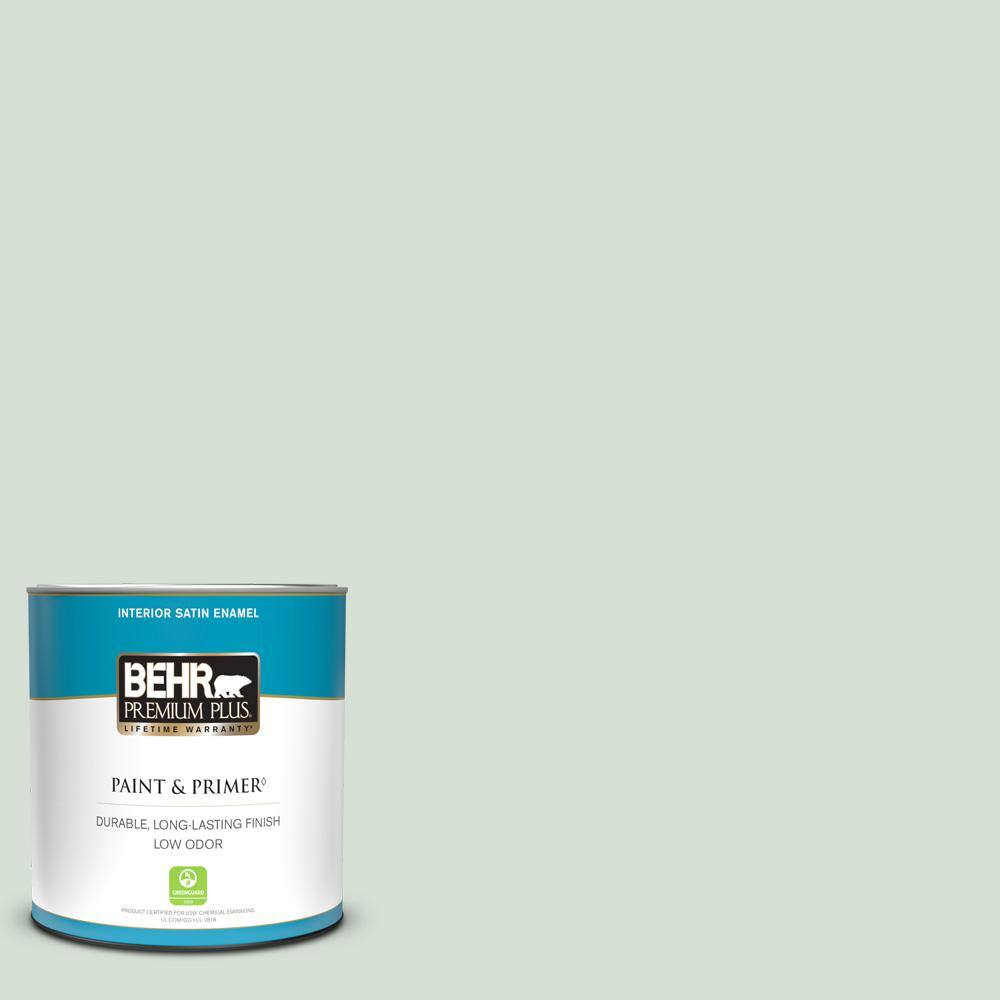 BEHR PREMIUM PLUS 1 qt. #S410-1 River Mist Satin Enamel Low Odor ...