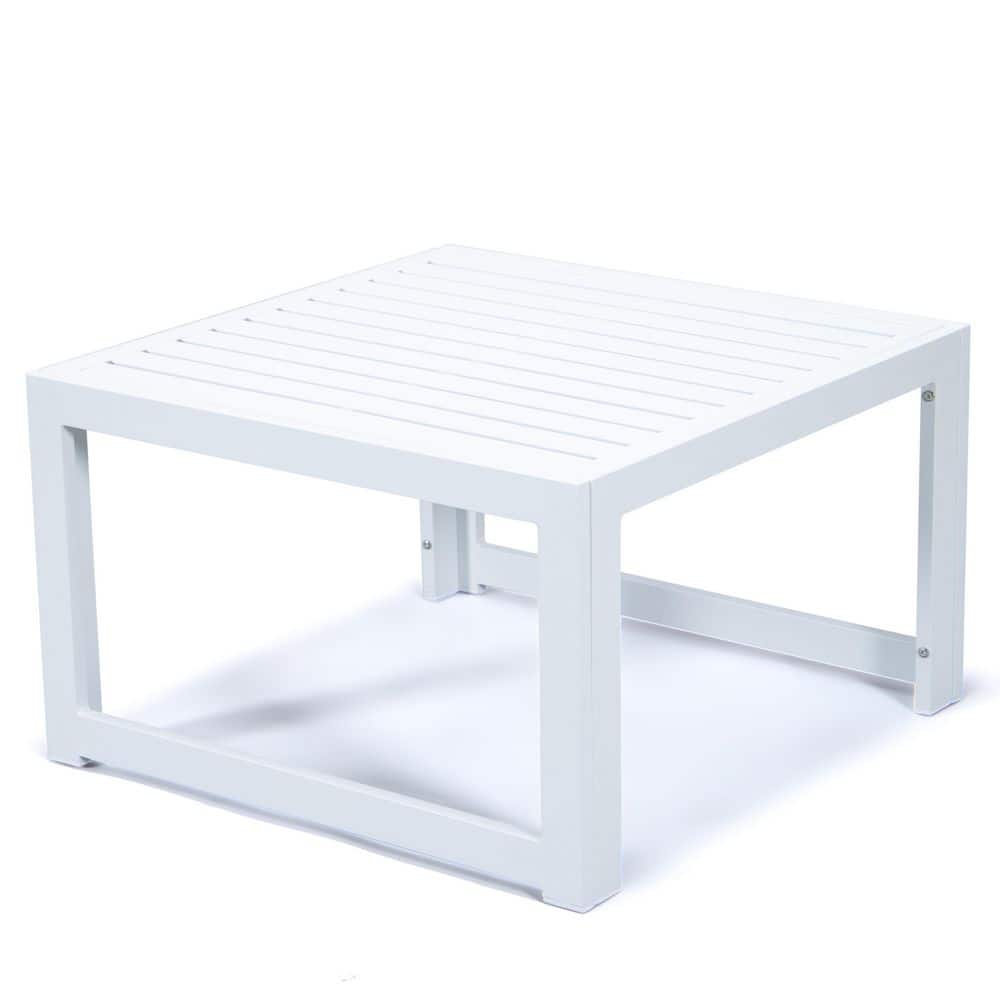 Leisuremod Chelsea Modern White Square Aluminum Outdoor Coffee Table ...
