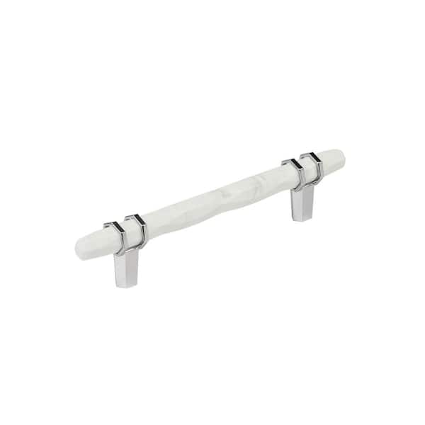 Amerock Carrione 3-3/4 in. (96mm) Modern Marble White/Oil-Rubbed Bronze ...