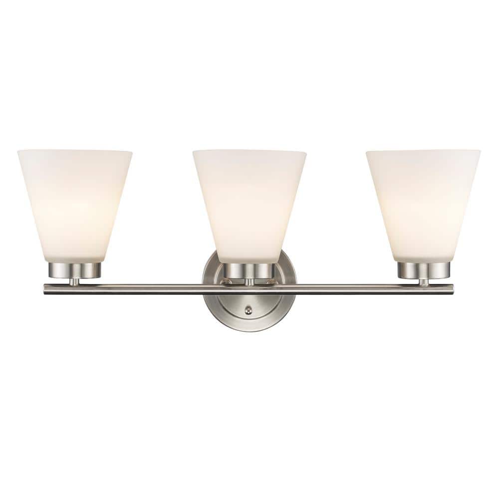 Bel Air Lighting Fifer 23 in. 3-Light Brushed Nickel Bathroom Vanity ...