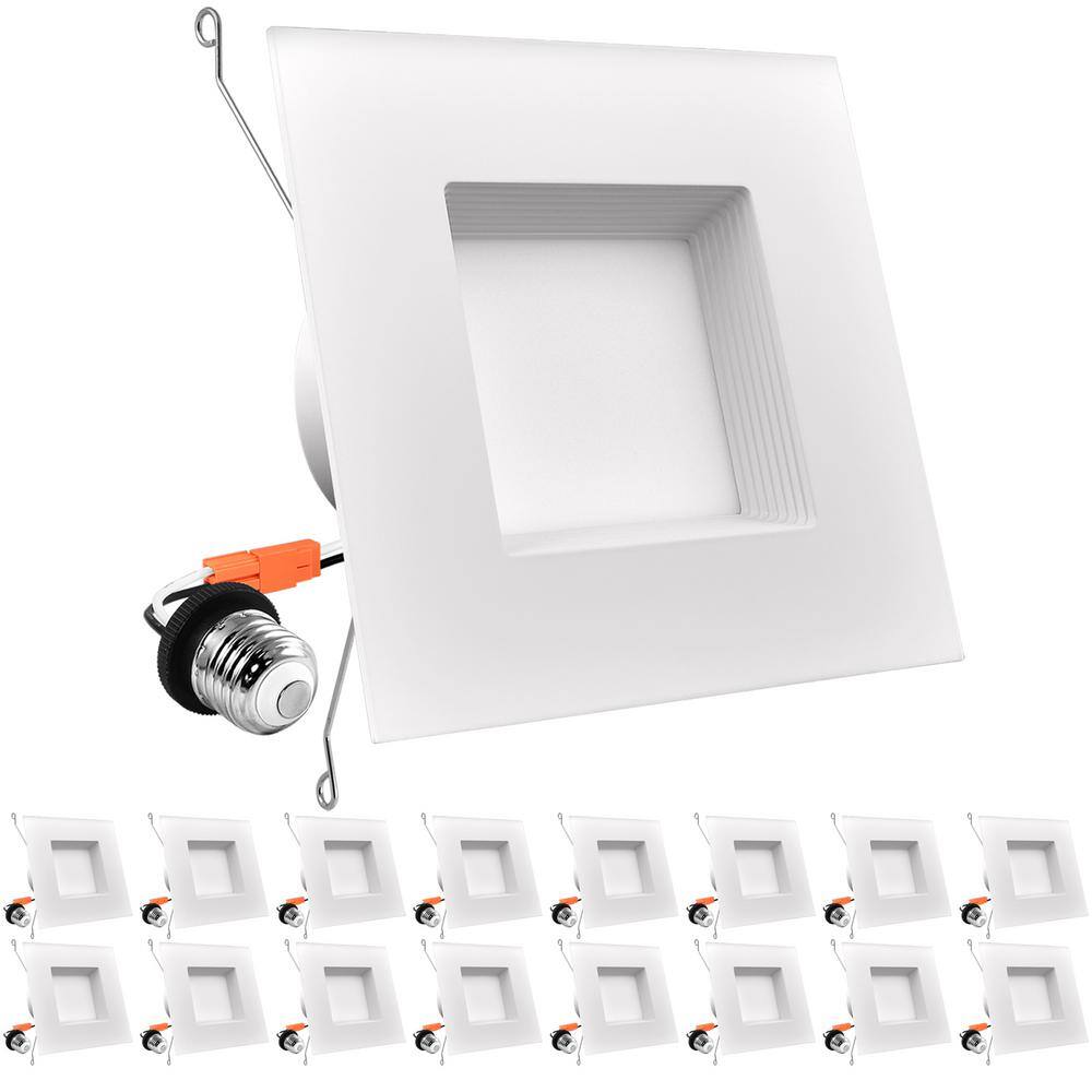 LUXRITE 5/6 in. Square LED Can Light 5 Color Selectable Remodel ...