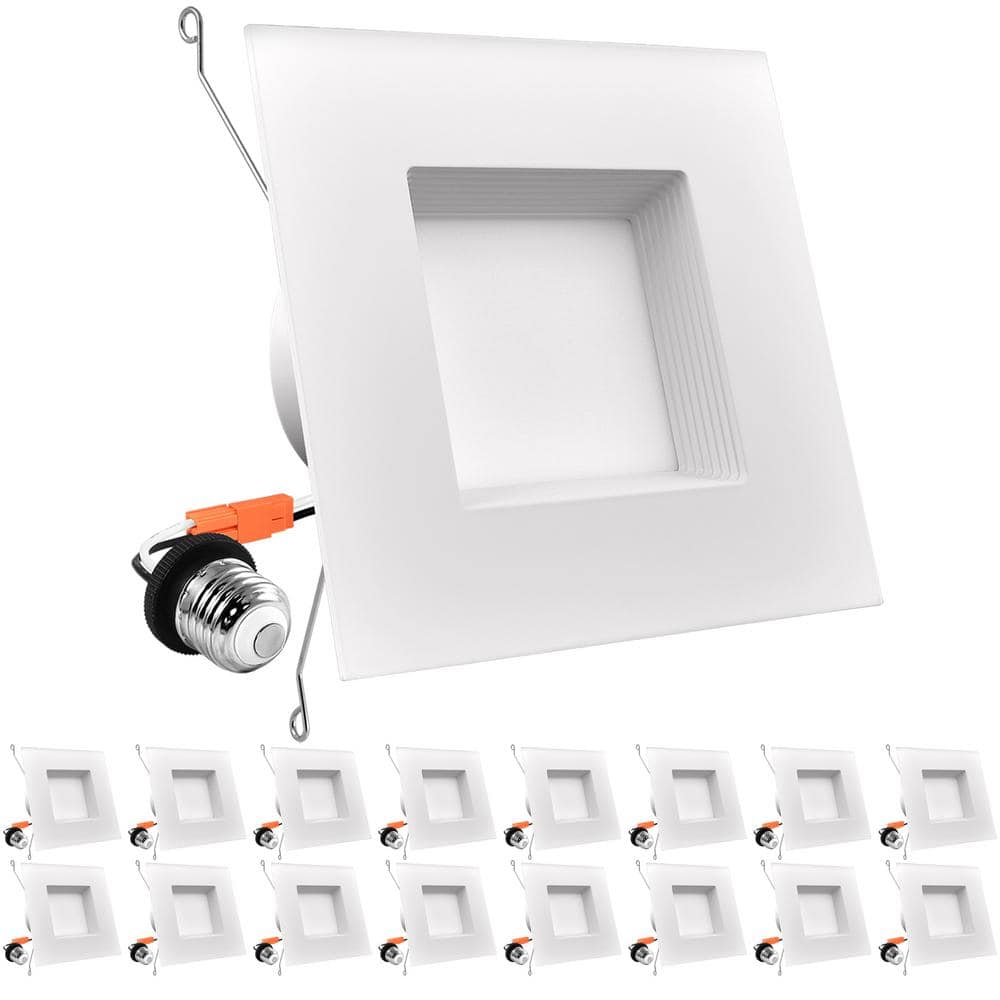 LUXRITE 5/6 in. Square LED Can Light 5 Color Selectable Remodel ...