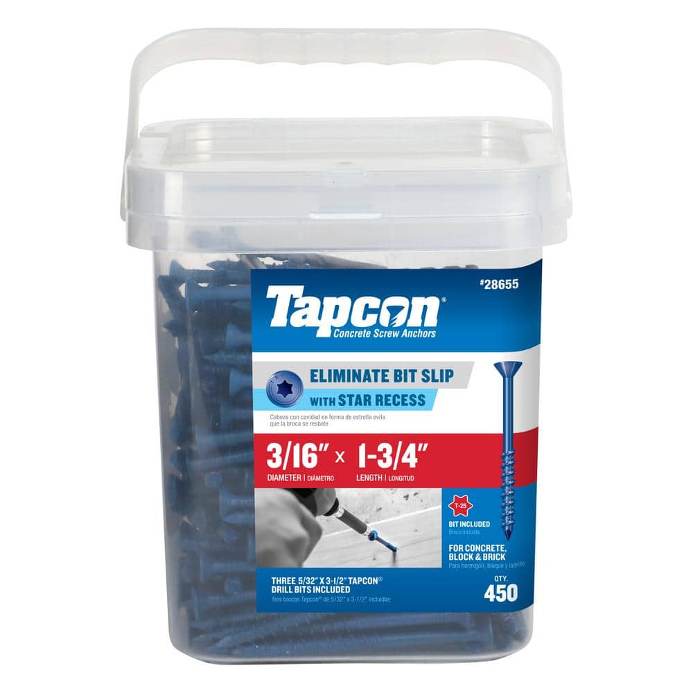 Reviews for Tapcon 3/16 in. x 1-3/4 in. Star Flat-Head Concrete Anchors ...