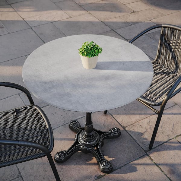 Carnegy Avenue Acadia Round Gray Faux Concrete Wood 31.25 in. with ...