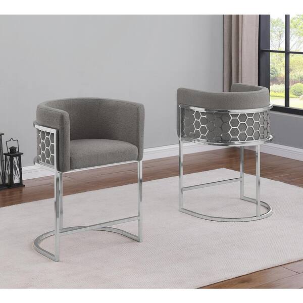 Best Quality Furniture Evan 24 in. Dark Gray Low Back Metal Frame ...