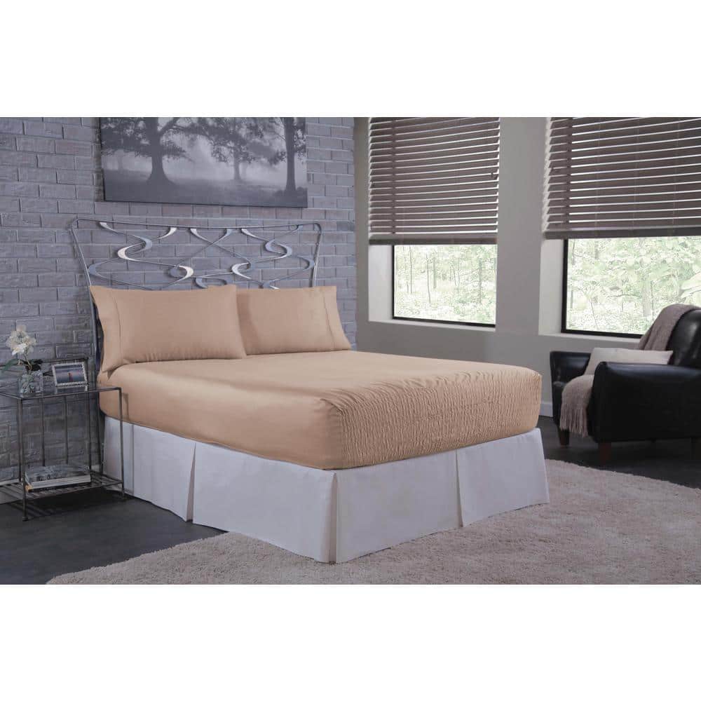 BedTite Absolutely Fitting 4-Piece Peach Solid 500 Thread Count Cotton ...